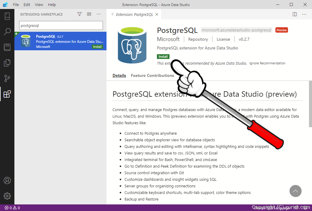 Azure Data Studio - PostgreSQL に接続